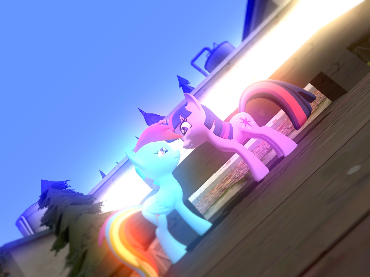 #1277422 - safe, artist:diddy92, rainbow dash, twilight sparkle, g4, 3d ...