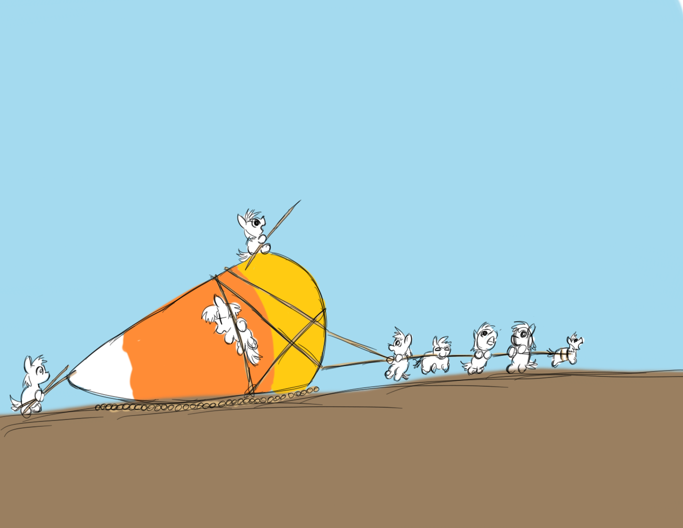 #1278174 - safe, artist:fluffsplosion, fluffy pony, candy, candy corn ...