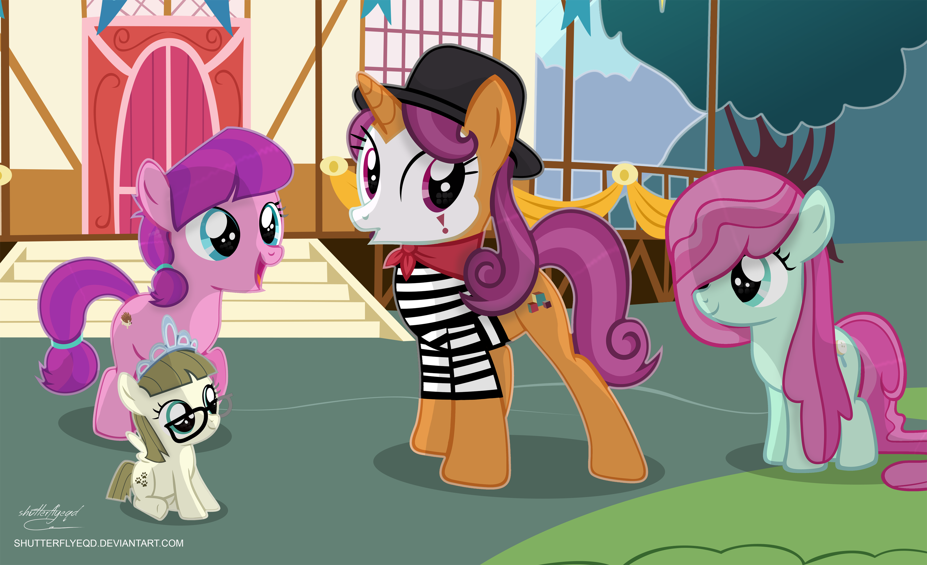 #1290319 - artist:shutterflyeqd, background pony, bubblegum brush ...