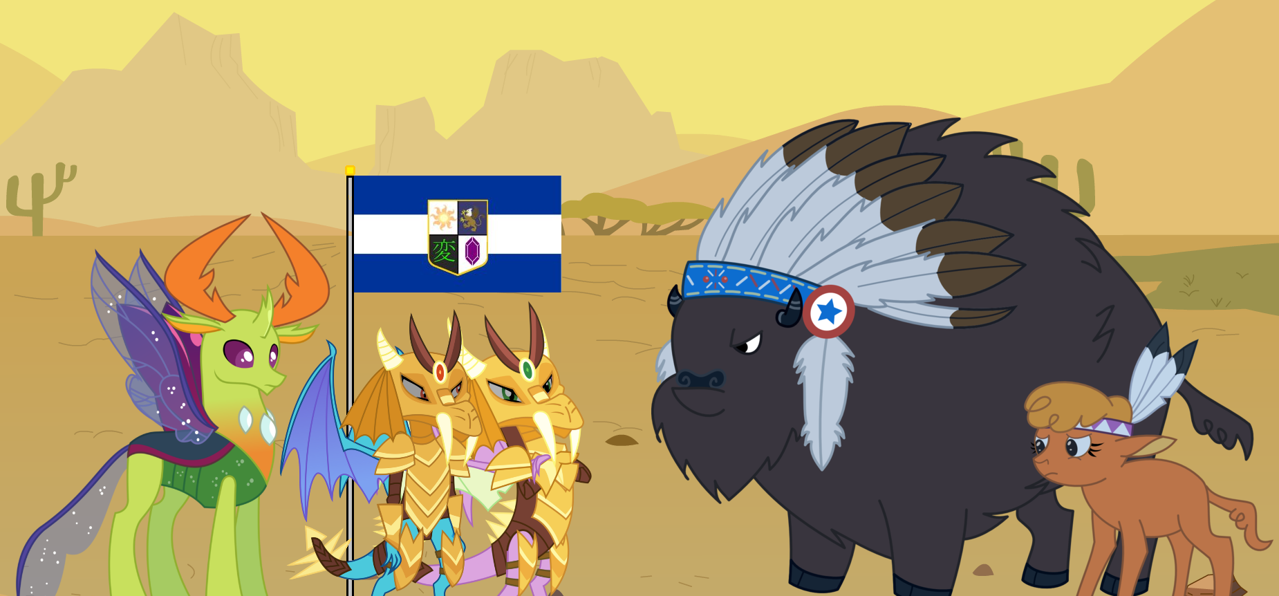 #1327160 - safe, artist:3d4d, chief thunderhooves, little strongheart ...