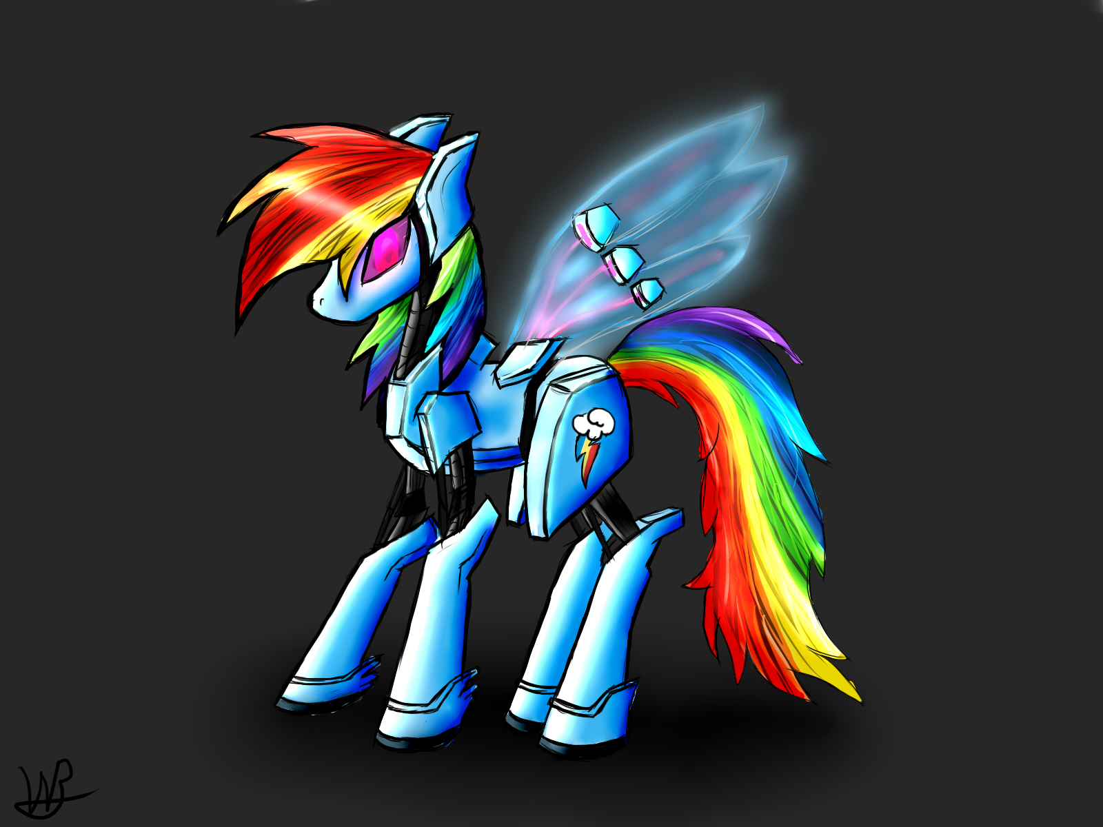 #1086440 - safe, artist:infernal69, rainbow dash, pony, robot, robot ...