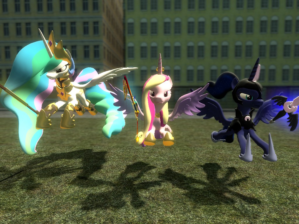 #1099437 - safe, artist:sonic5421, princess cadance, princess celestia ...