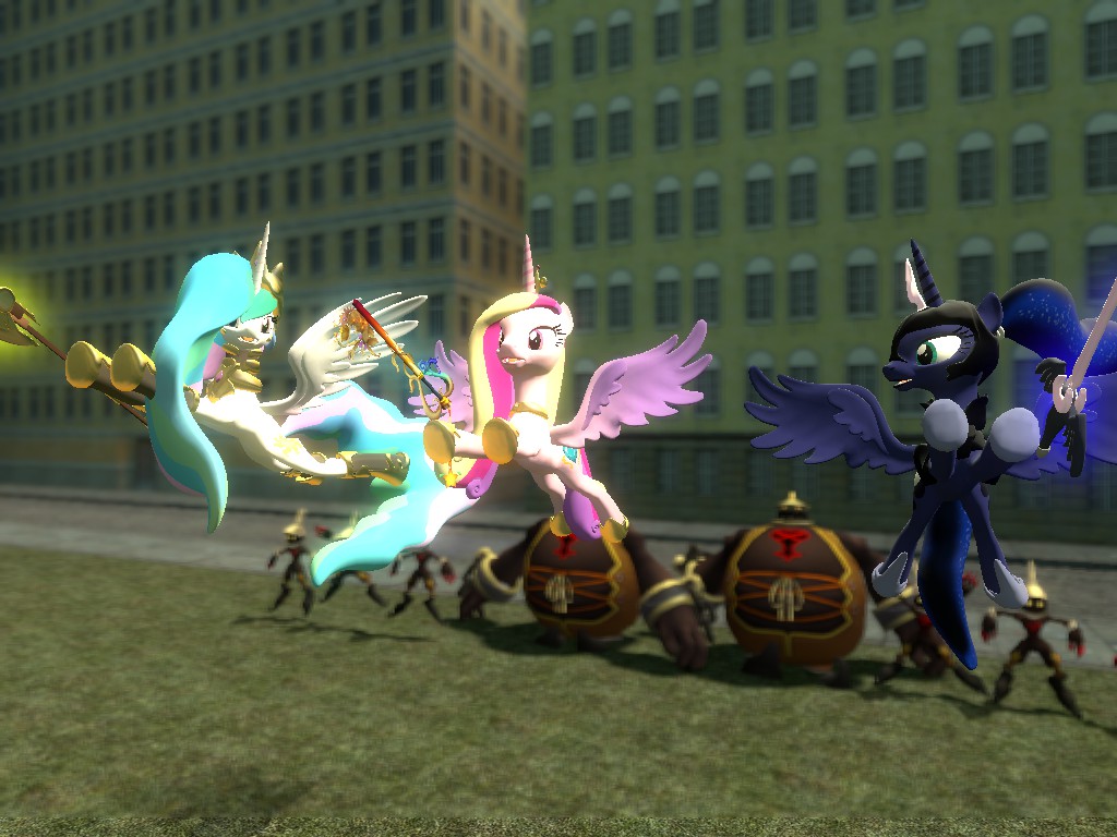 #1099441 - safe, artist:sonic5421, princess cadance, princess celestia ...