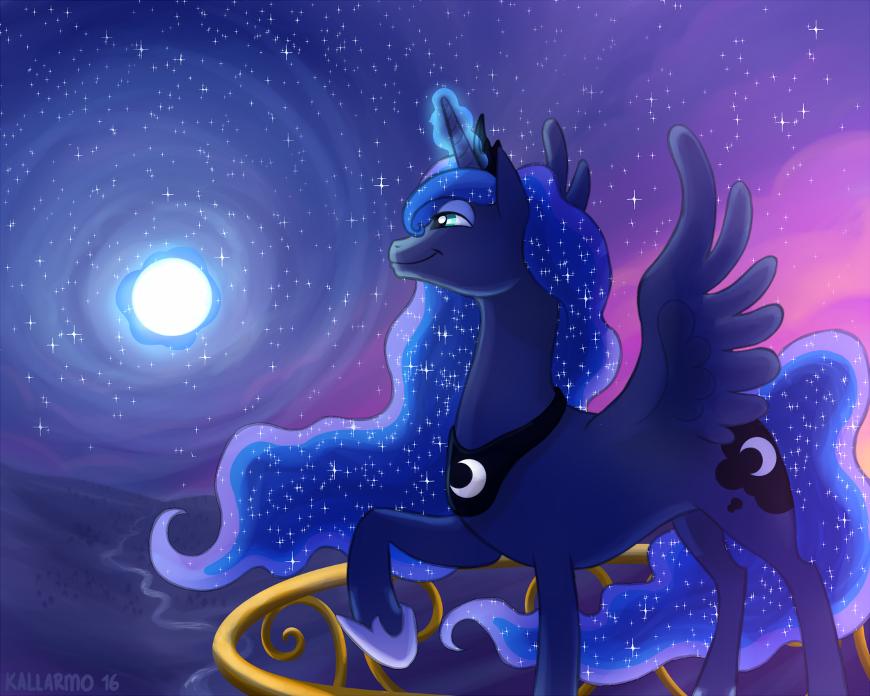 #1100107 - safe, artist:bugiling, princess luna, female, magic, moon ...