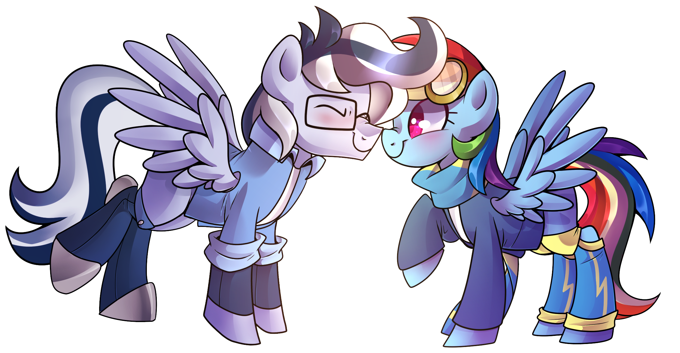 #1108636 - safe, artist:drawntildawn, rainbow dash, oc, oc:steel wing ...