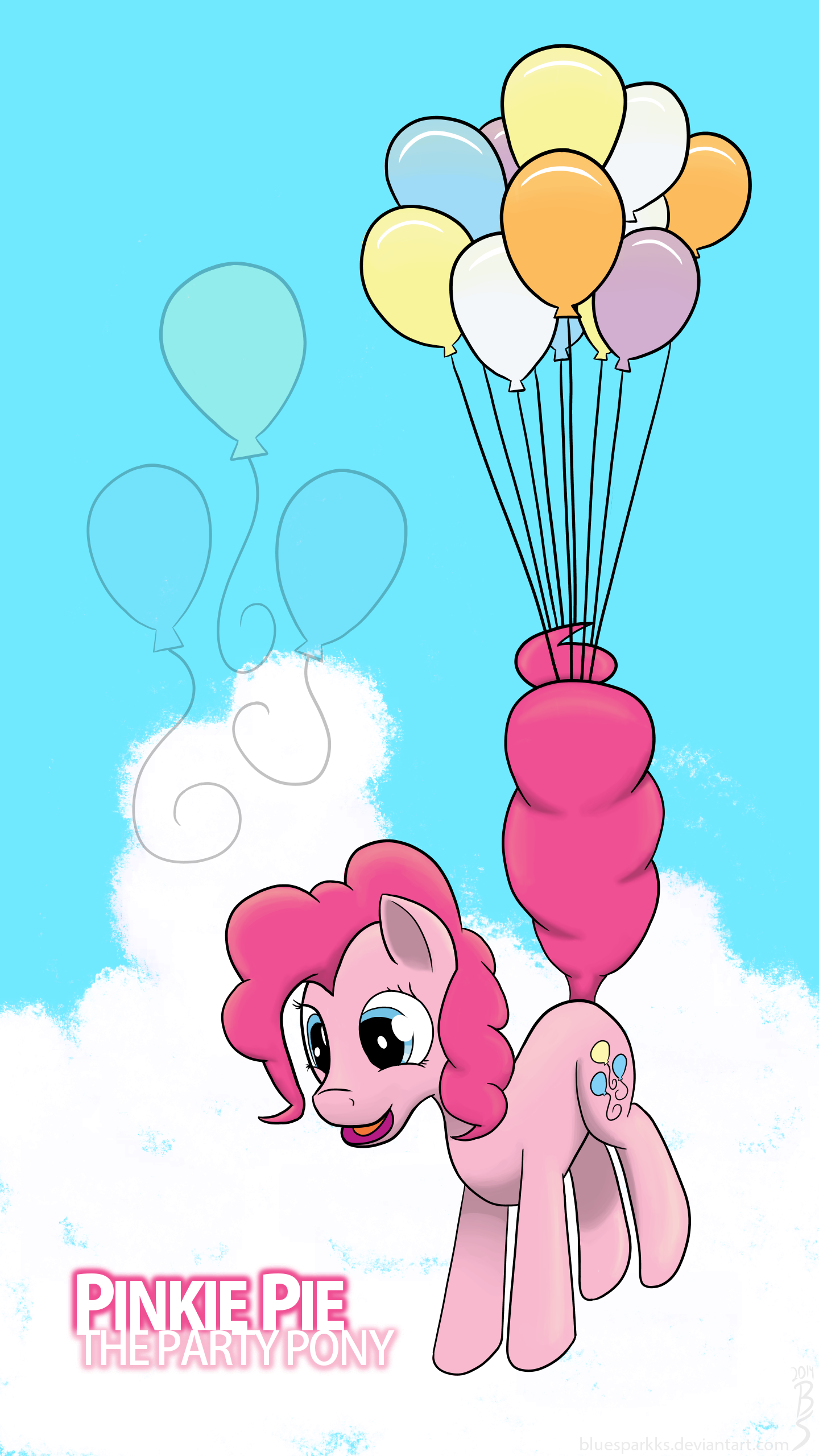 #1110962 - safe, artist:bluesparkks, pinkie pie, g4, balloon, female ...