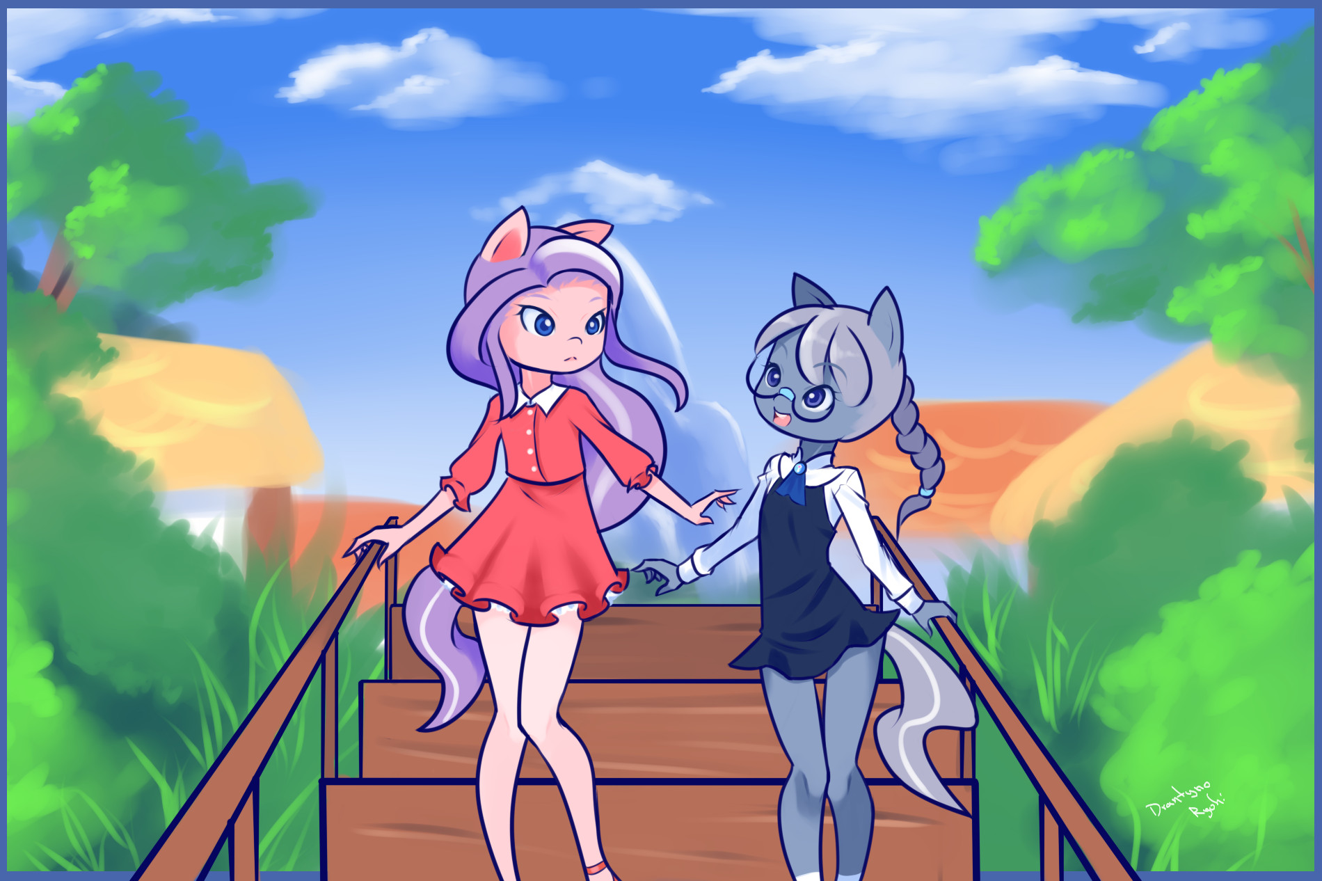 #1111200 - safe, artist:drantyno, diamond tiara, silver spoon, anthro ...