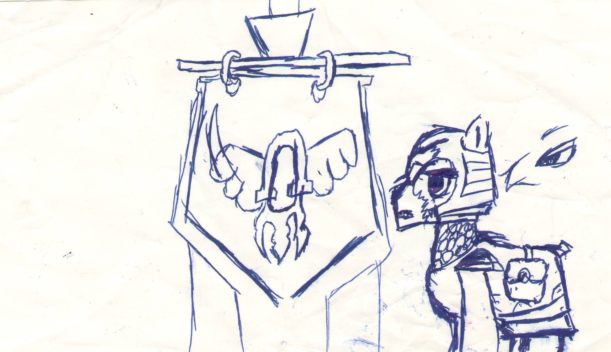 #1111849 - safe, artist:oatmeal155, oc, oc only, armor, doodle, flag ...