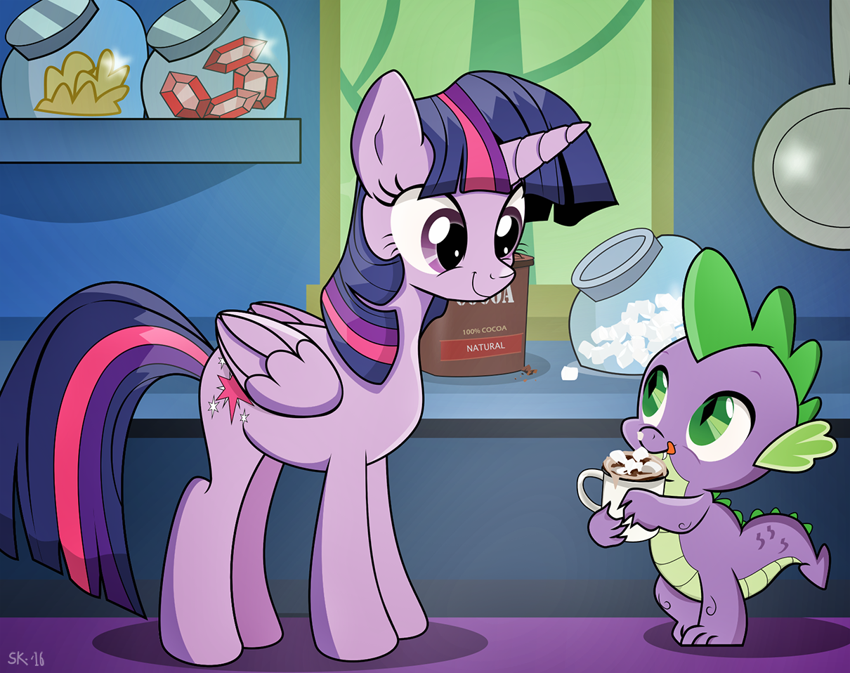 #1112542 - safe, artist:dsana, spike, twilight sparkle, alicorn, pony ...