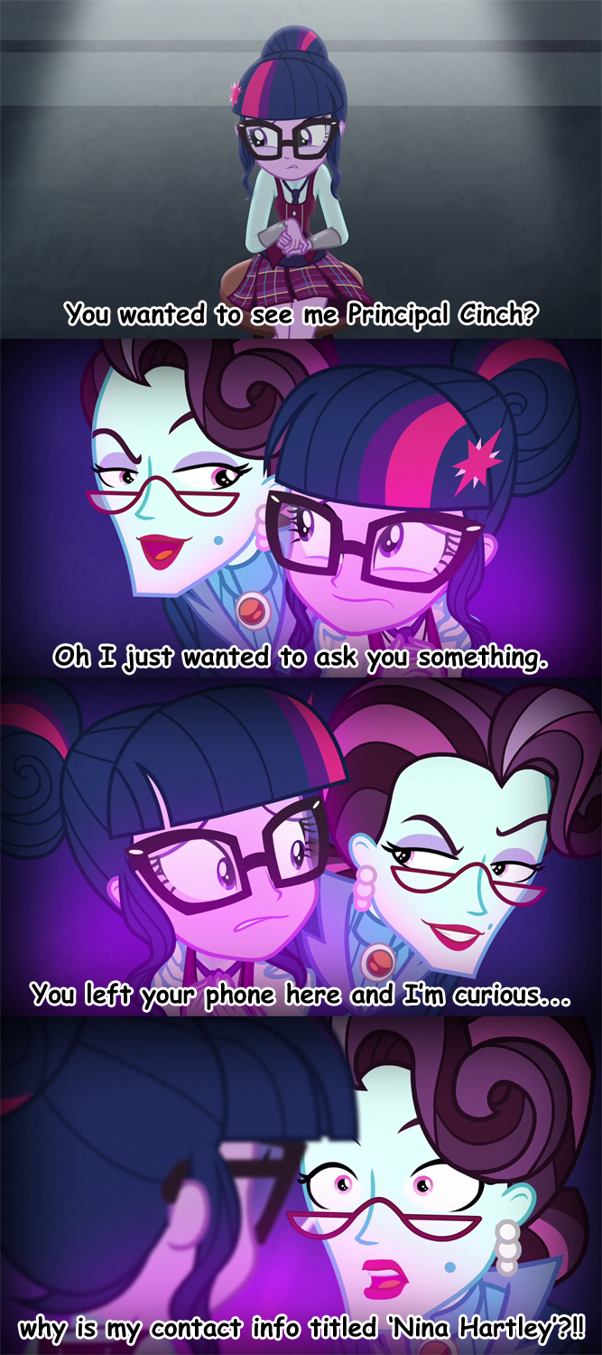 #1103290 - questionable, edit, screencap, principal abacus cinch, sci-twi, twilight sparkle ...