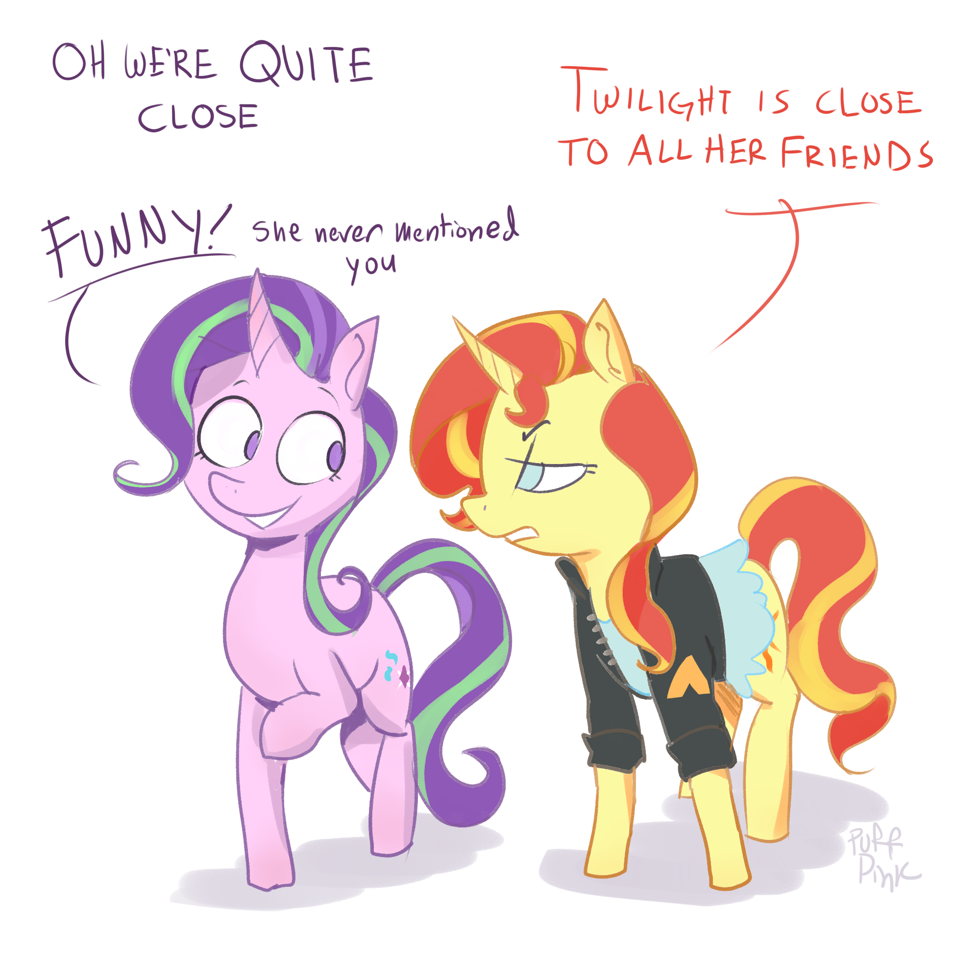#1121504 - safe, artist:puffpink, starlight glimmer, sunset shimmer ...