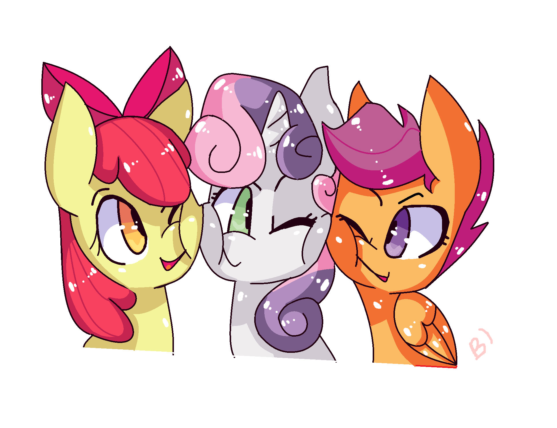 #1139299 - safe, artist:saturnbubblez, apple bloom, scootaloo, sweetie ...