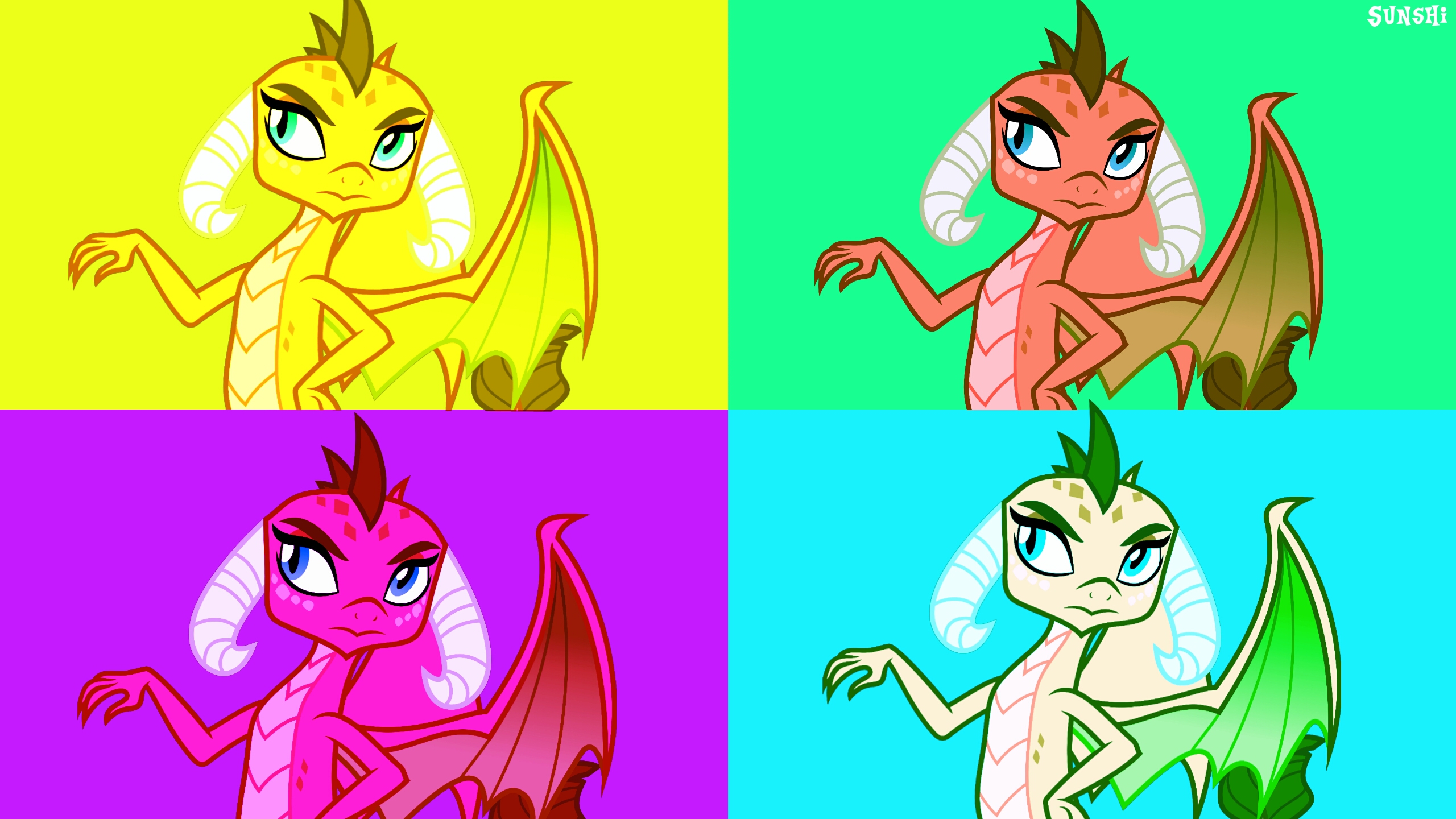 #1142589 - safe, artist:sunshi, princess ember, dragon, g4, gauntlet of ...