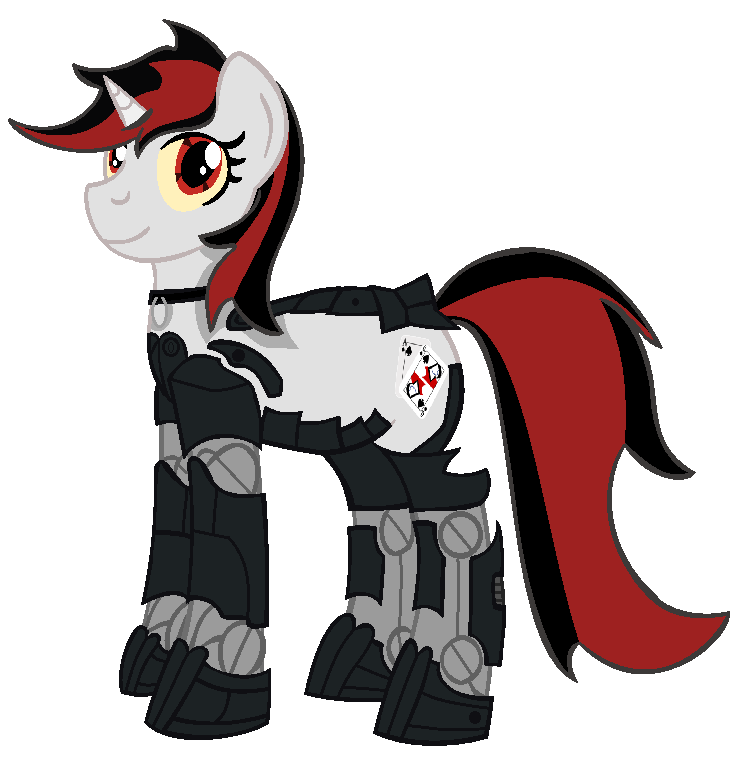 #1176098 - safe, artist:yifle1, oc, oc only, oc:blackjack, cyborg, pony, unicorn, fallout ...
