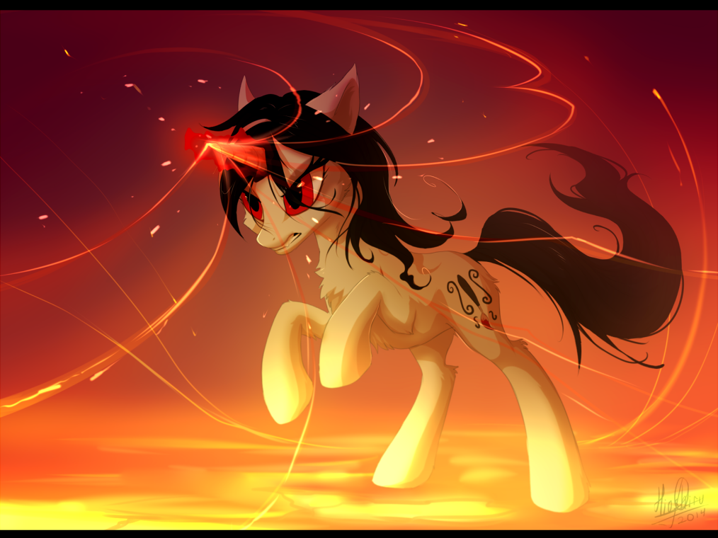 #1176143 - safe, artist:hioshiru, oc, oc only, fire, magic, solo ...