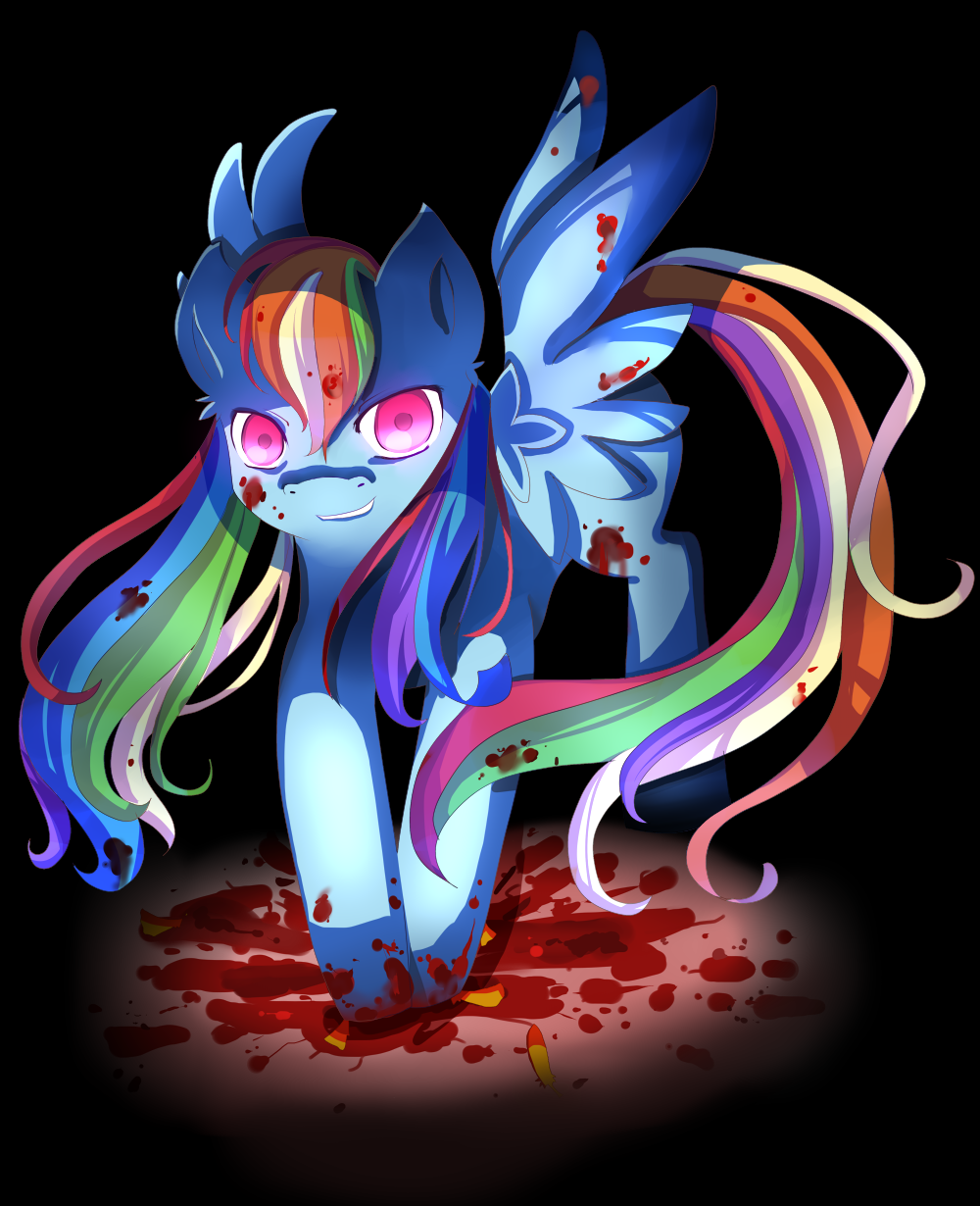 #1178158 - grimdark, artist:nothing-here-to-do, rainbow dash, fanfic:rainbow factory, blood ...
