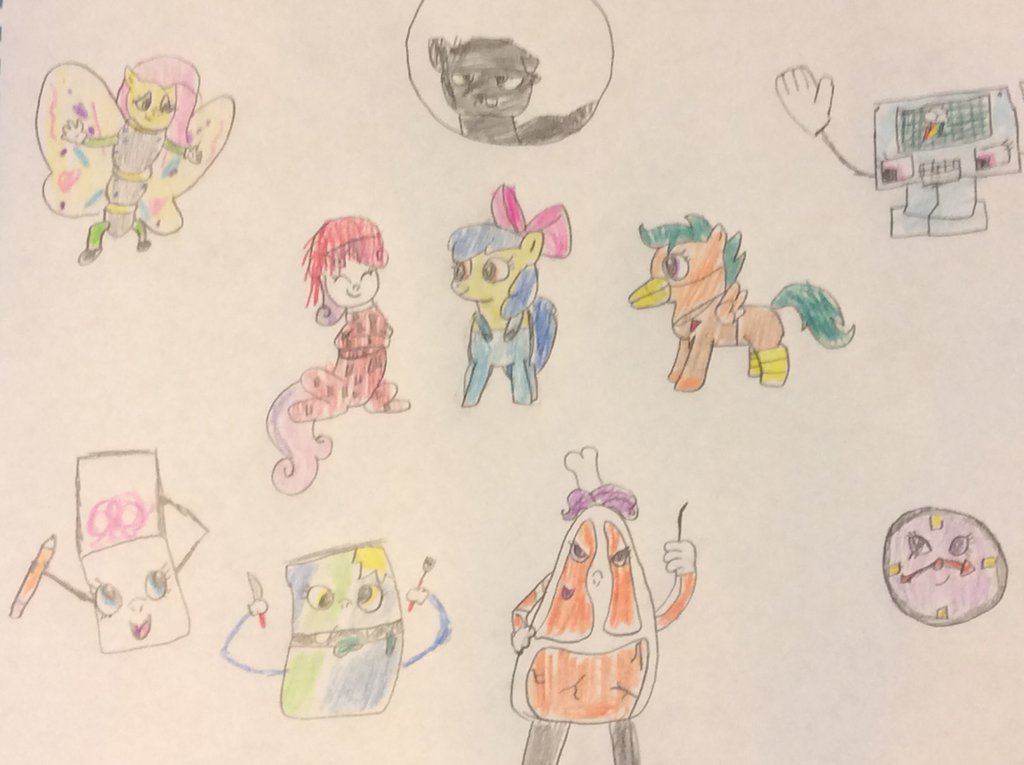 #1179975 - safe, artist:goofermutt, apple bloom, applejack, derpy ...