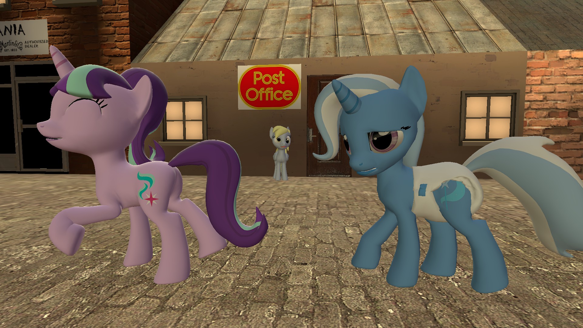 #1186413 - questionable, artist:xmechanicfox, derpy hooves, starlight ...