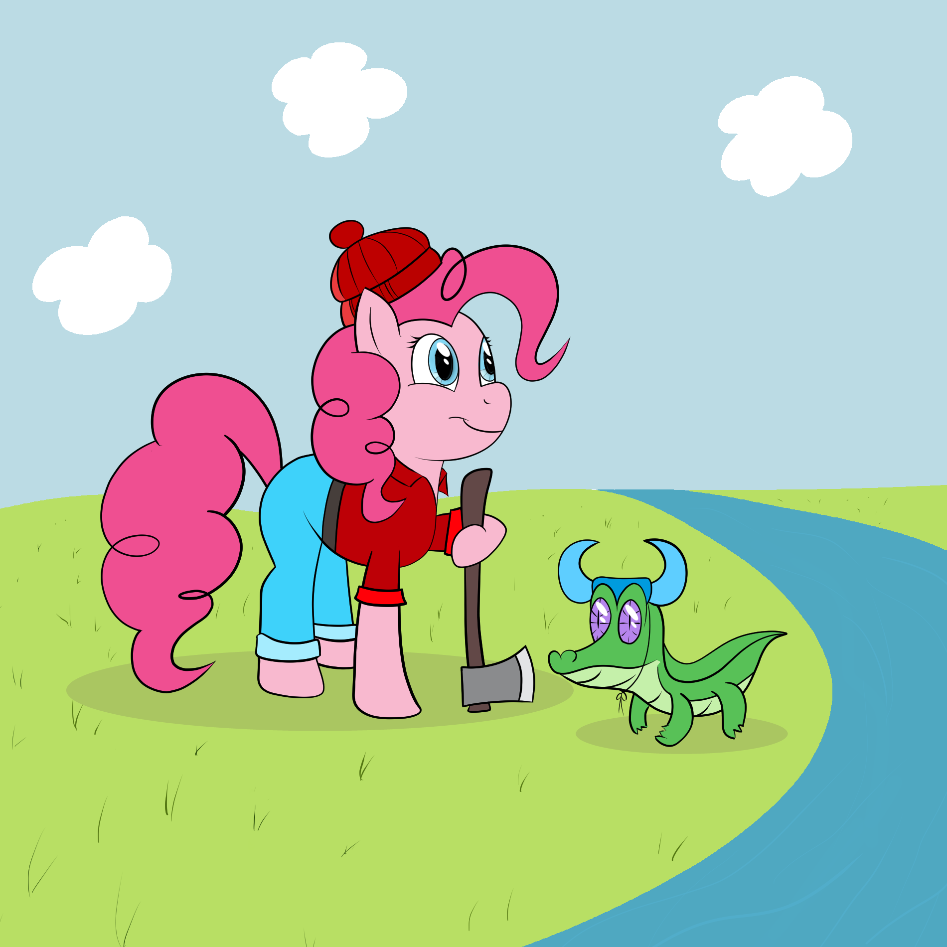 #1189002 - dead source, safe, artist:php47, gummy, pinkie pie, axe ...