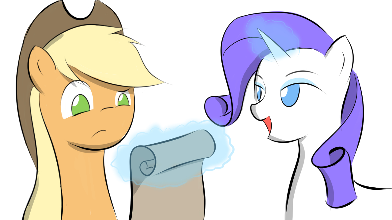 #1173643 - applejack, artist:yuwentaiji, offscreen rarijack, rarijack ...