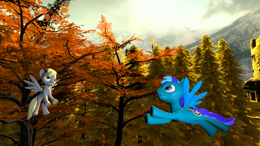 #1207927 - safe, artist:iownu142, derpy hooves, oc, oc:foxy, pegasus ...