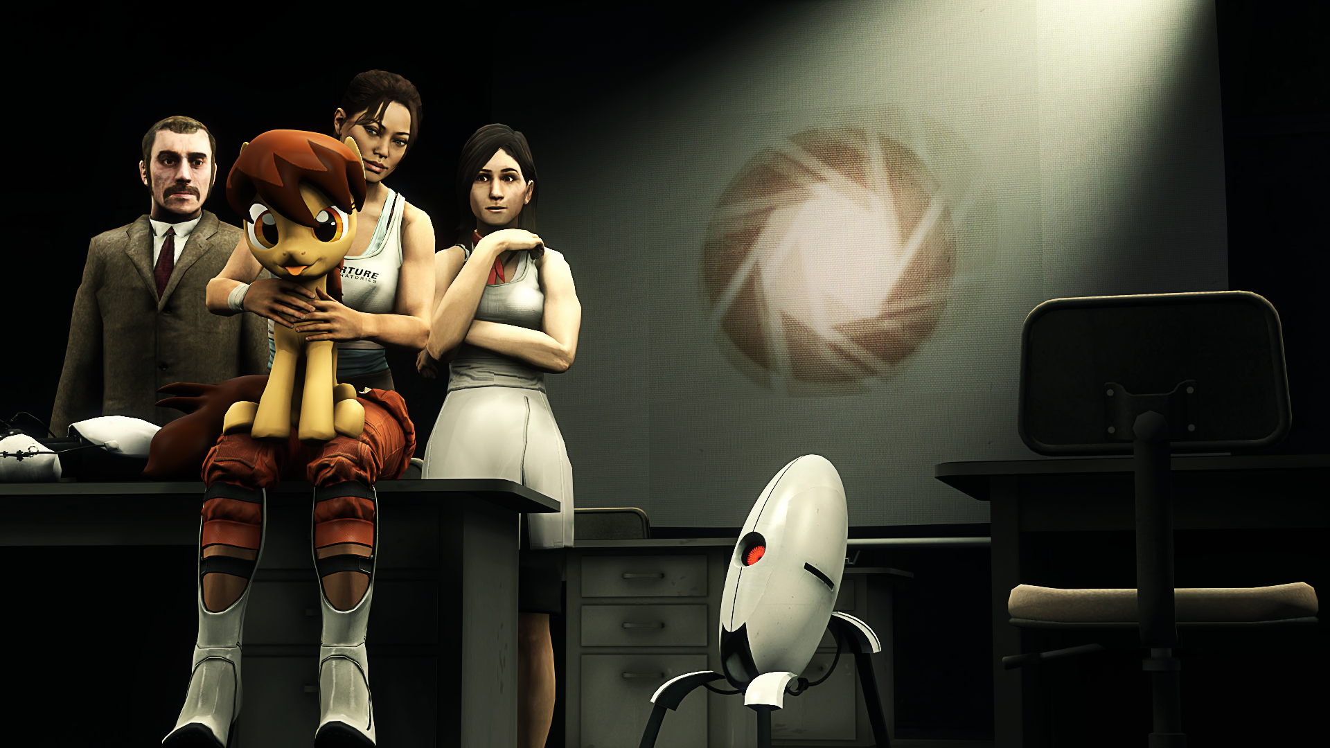 #1192310 - safe, artist:danj16, pony, 3d, aperture science, caroline ...