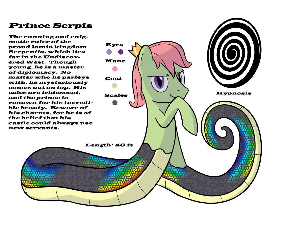 #1227114 - safe, artist:mightyshockwave, oc, oc only, oc:prince serpis, lamia, original species ...