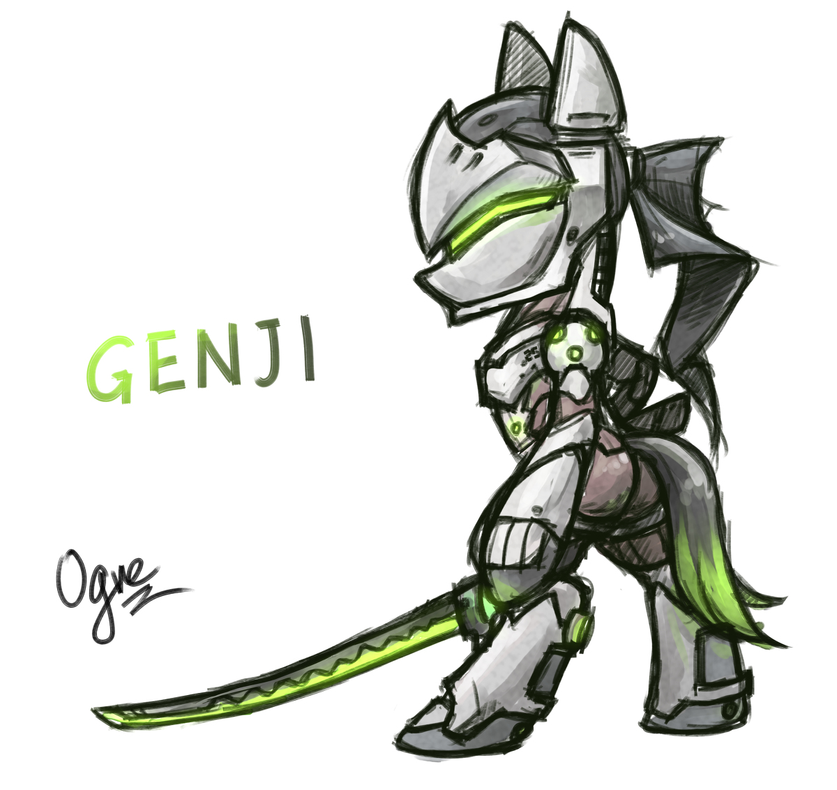 #1227999 - safe, artist:ogre, pony, genji (overwatch), overwatch, pixiv ...