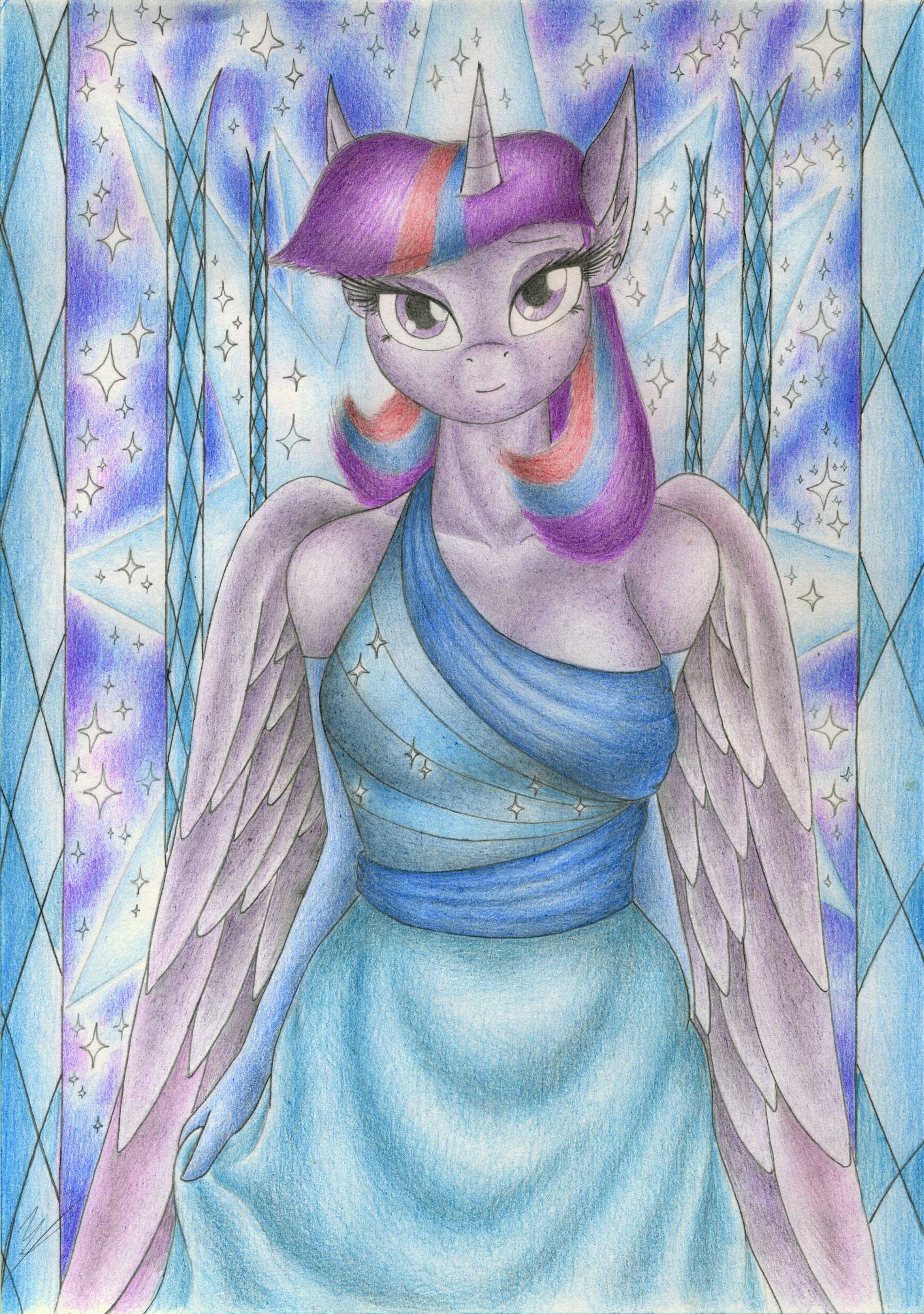 1232749 Safe Artistsinaherib Twilight Sparkle Alicorn Anthro Breasts Clothes Dress