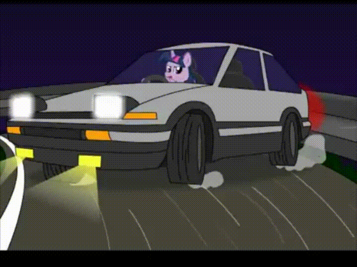 #1237204 - animated, artist:mindofnoodles, car, drifting, driving ...