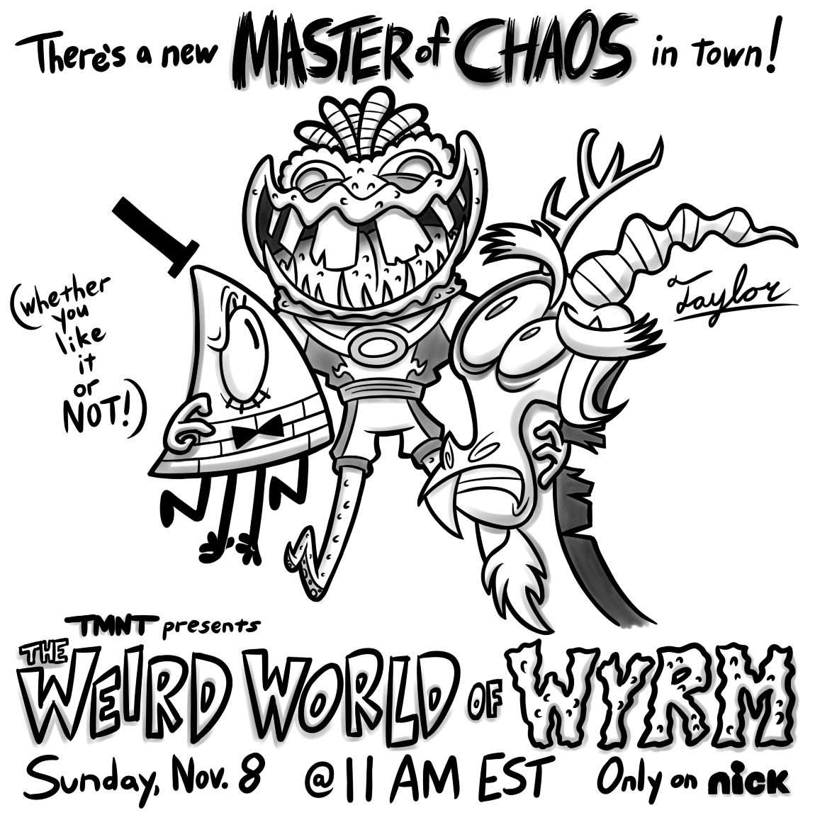 #1238491 - safe, artist:coonfoot, discord, bill cipher, crossover ...