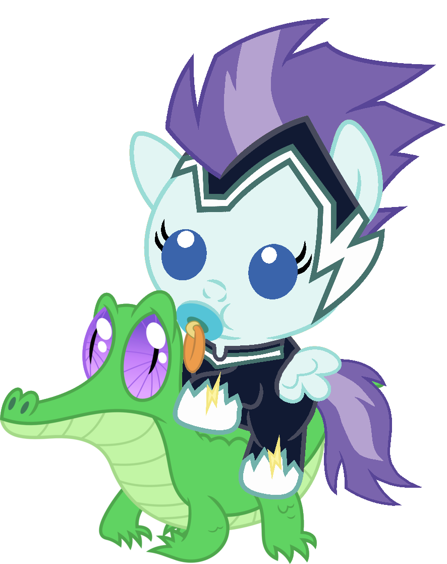 #1250629 - safe, artist:red4567, gummy, zapp, pony, baby, baby pony ...