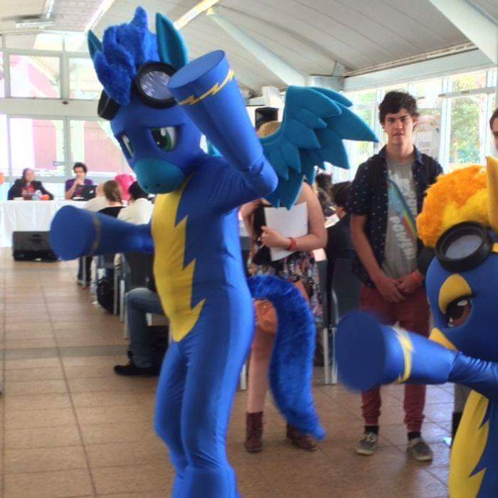 #1254004 - safe, soarin', spitfire, human, g4, clothes, fursuit, irl ...