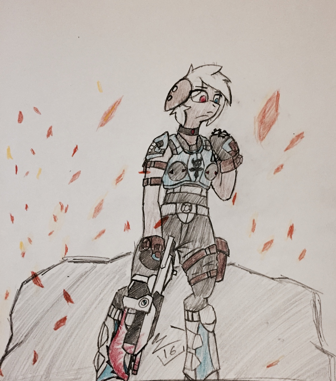 #1260389 - safe, lancer, oc, oc:cella, humanoid, chainsaw, embers ...