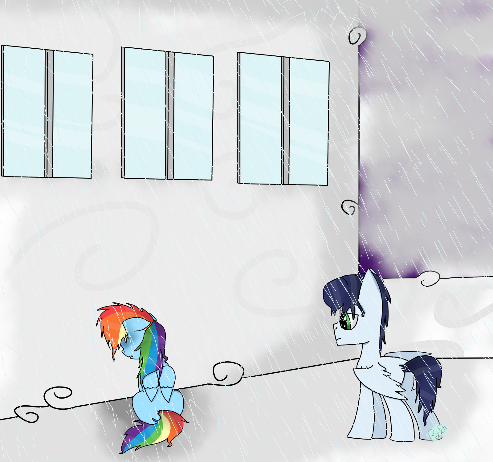 #1346159 - safe, artist:rai2n, rainbow dash, soarin', pony, g4, male ...