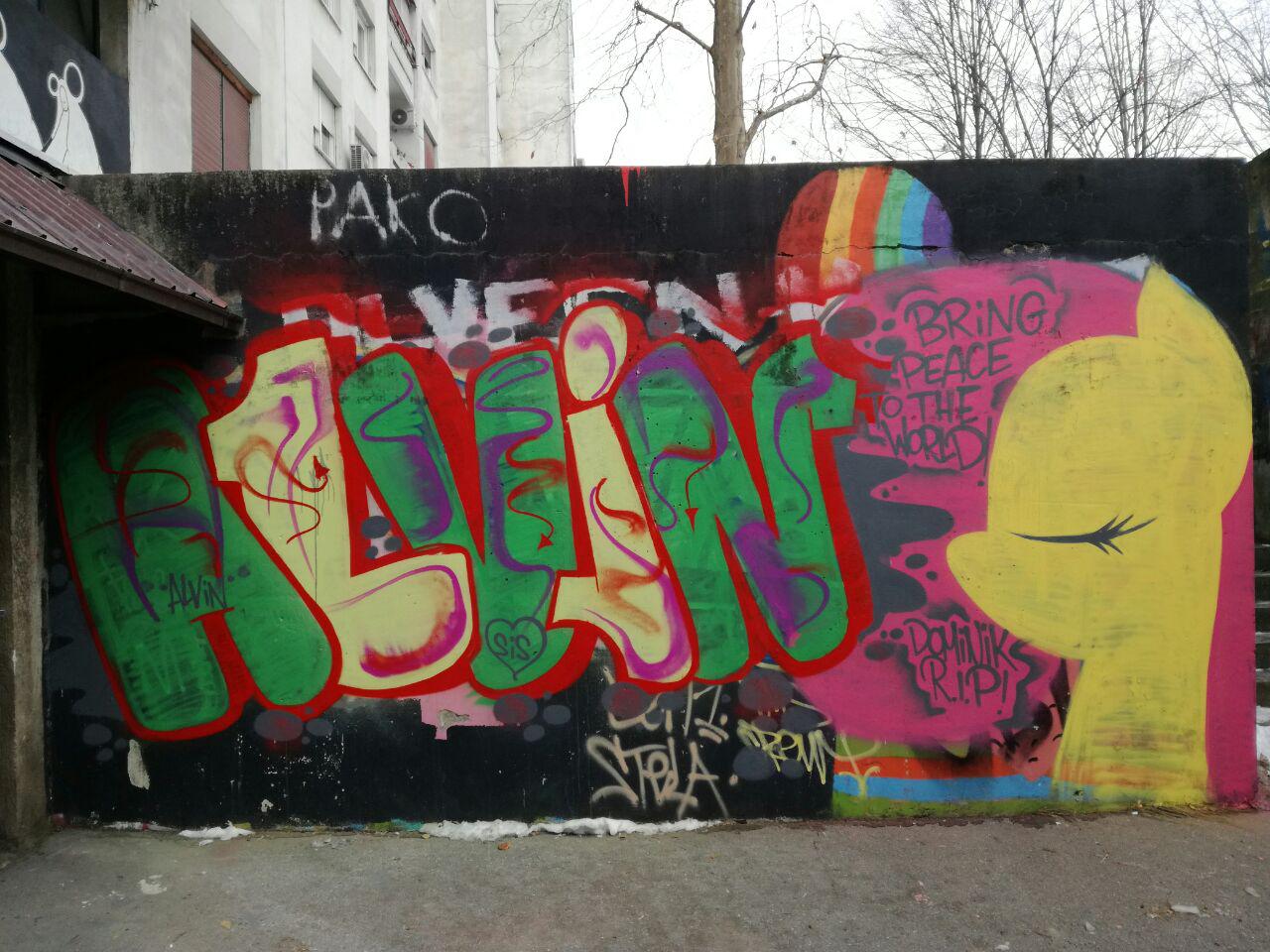 #1349344 - safe, artist:alvin, fluttershy, bust, eyes closed, graffiti ...