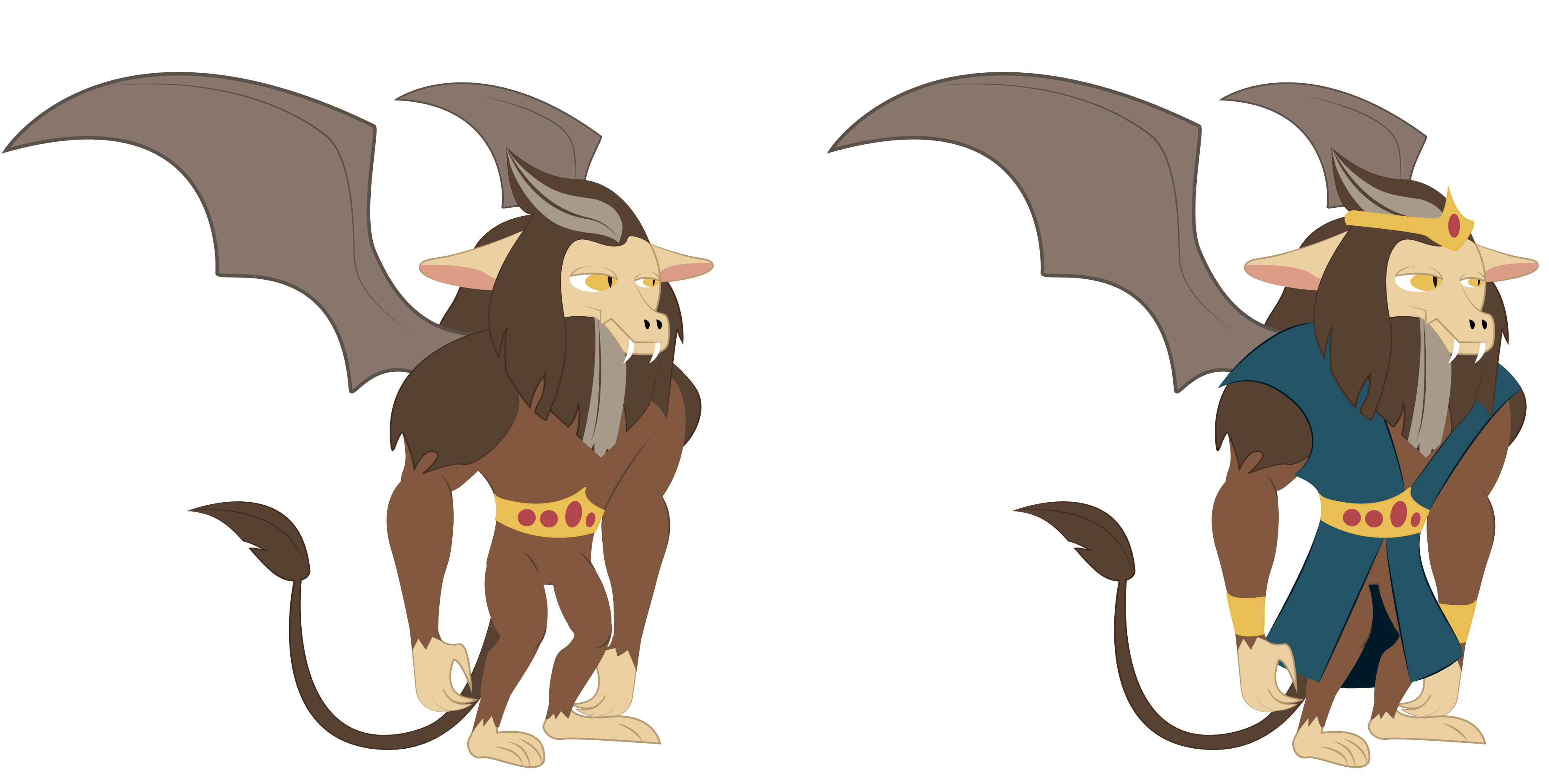 #1559320 - safe, artist:secret titan, scorpan, gargoyle, g1, g4, beard ...