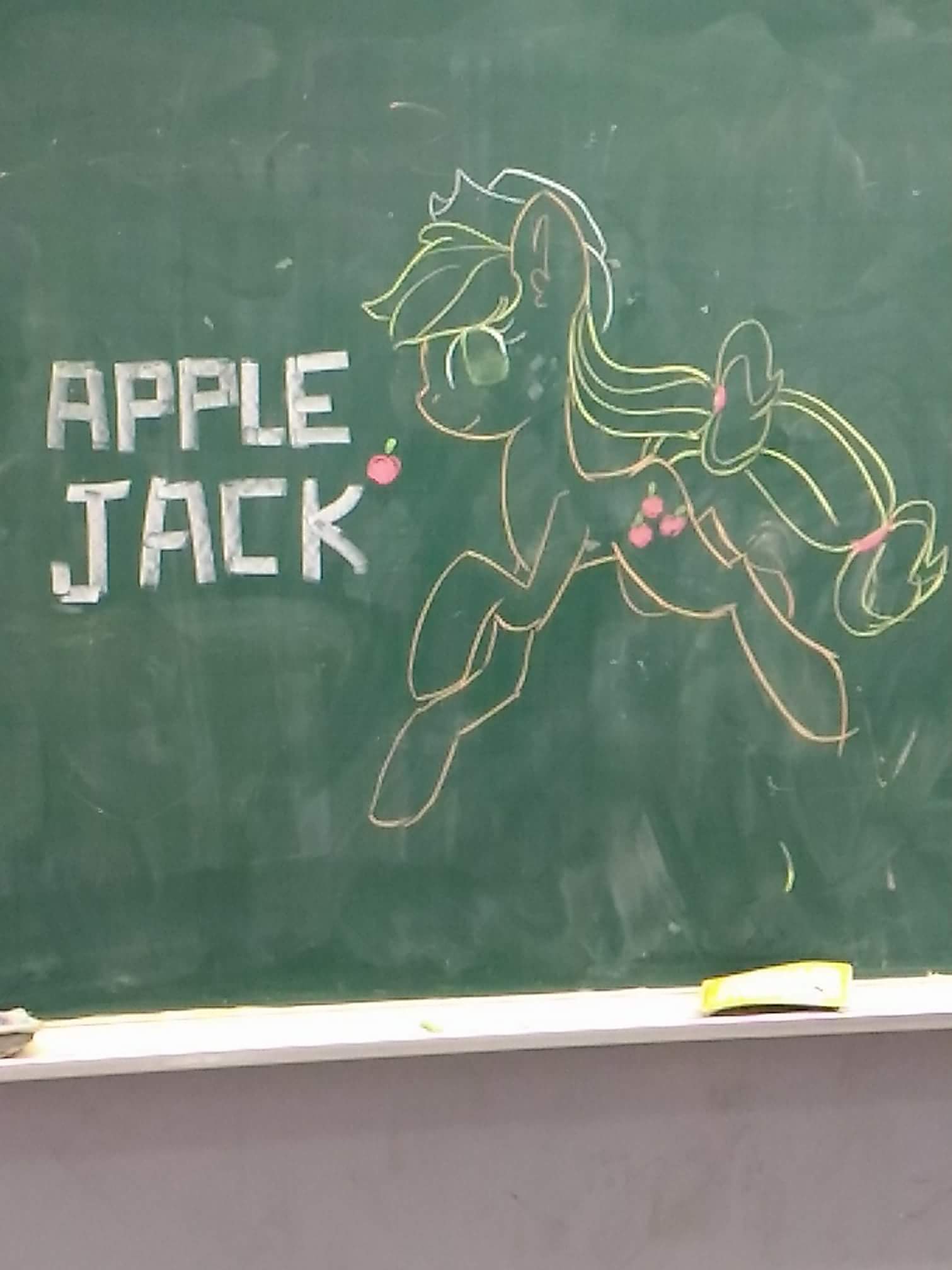 #1560026 - safe, applejack, earth pony, pony, g4, chalkboard, female ...