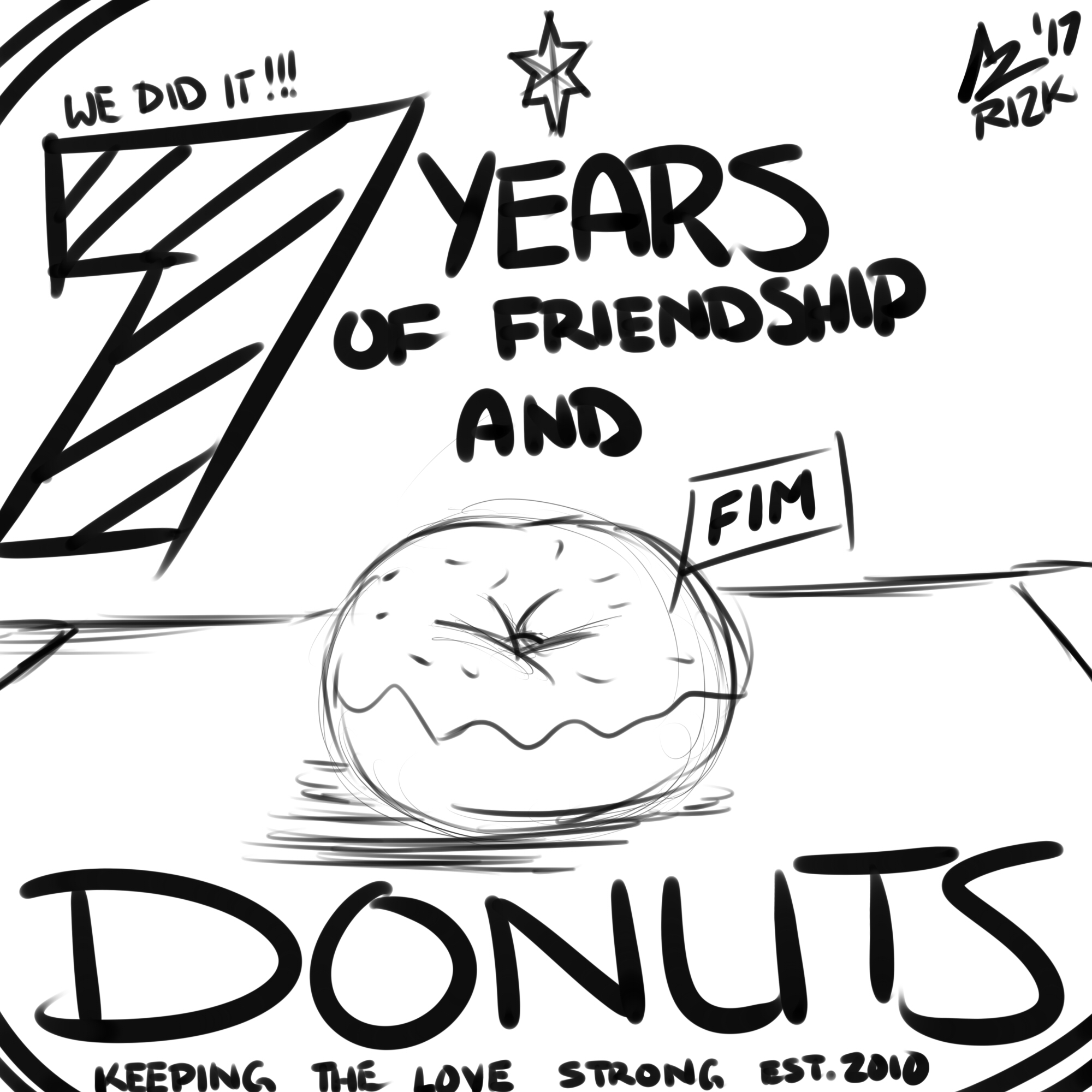 #1556383 - suggestive, artist:aer0 zer0, donut, food, grayscale, happy ...