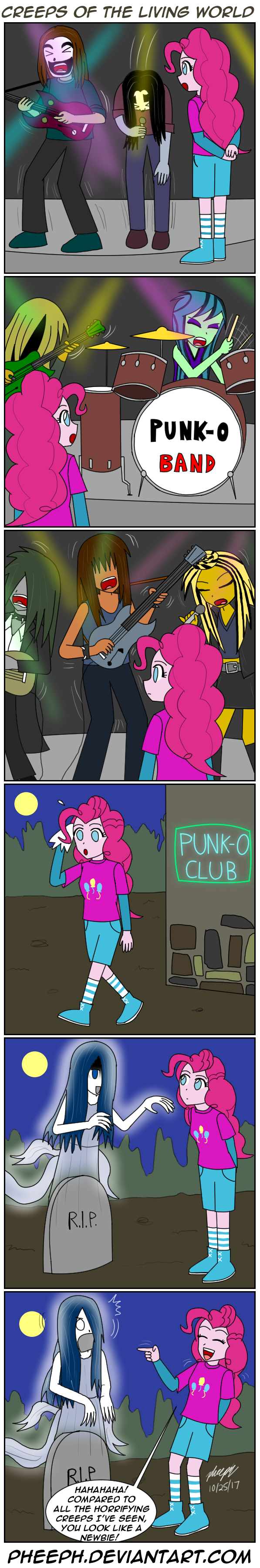 #1575034 - safe, artist:pheeph, pinkie pie, ghost, human, equestria ...