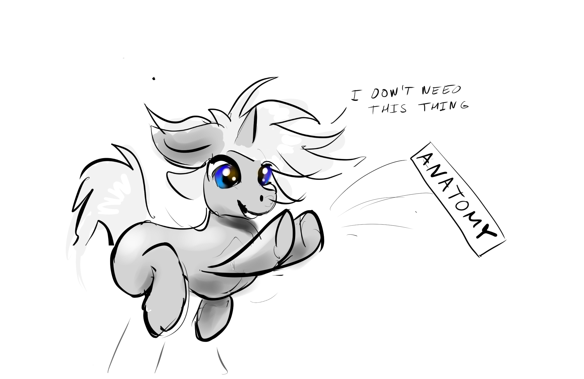 #1584810 - safe, anonymous artist, oc, oc only, anatomically incorrect, jumping, monochrome ...