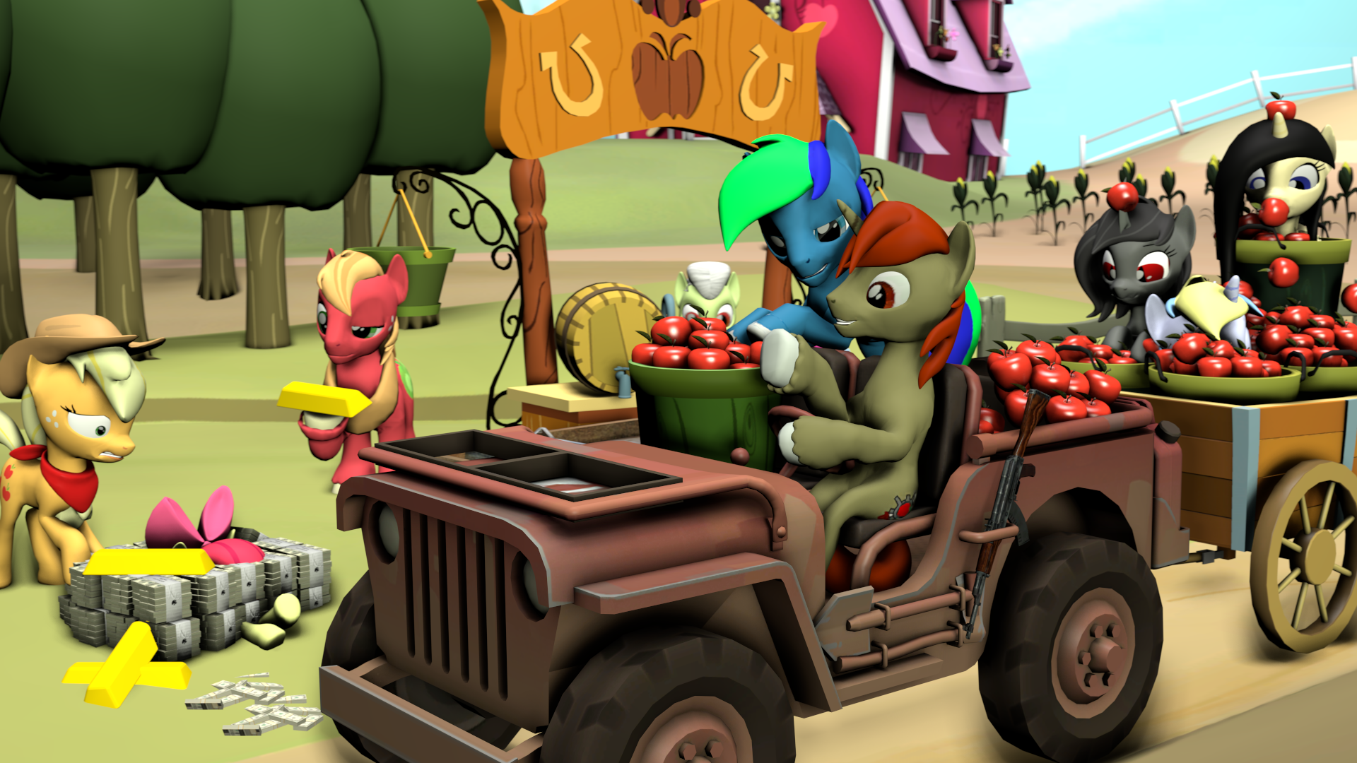 #1581816 - safe, artist:tonkano, apple bloom, applejack, big macintosh ...