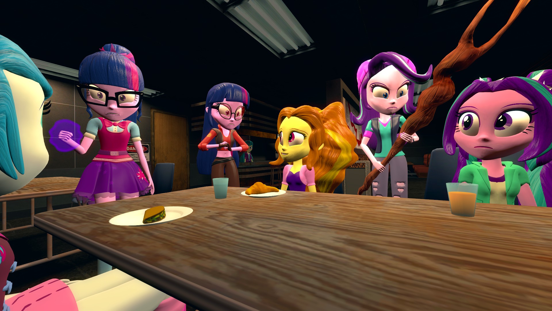 #1605161 - safe, artist:fivefreddy, adagio dazzle, aria blaze, juniper ...