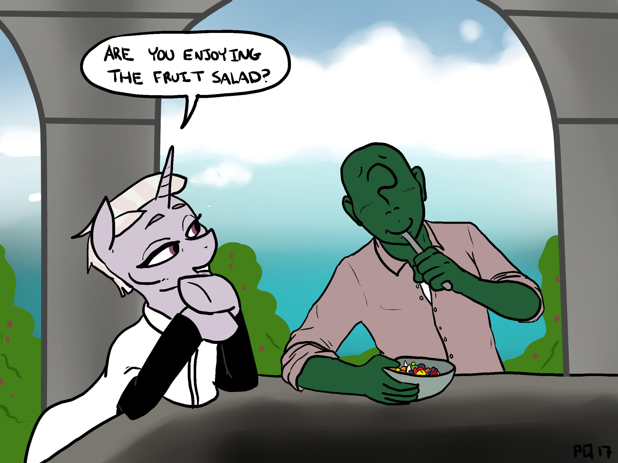 #1374316 - safe, artist:pony quarantine, zesty gourmand, oc, oc:anon ...