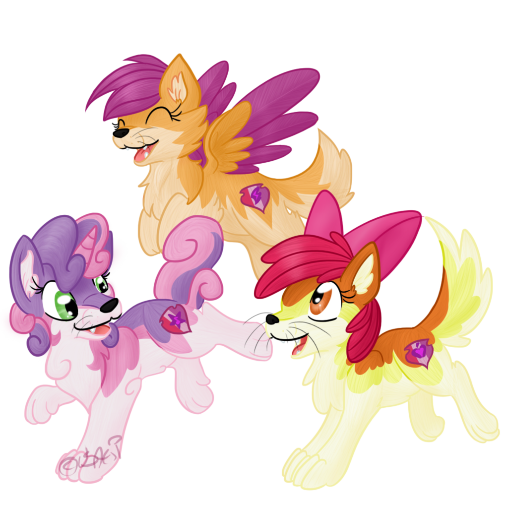 #1398542 - safe, artist:usagi-zakura, apple bloom, scootaloo, sweetie ...