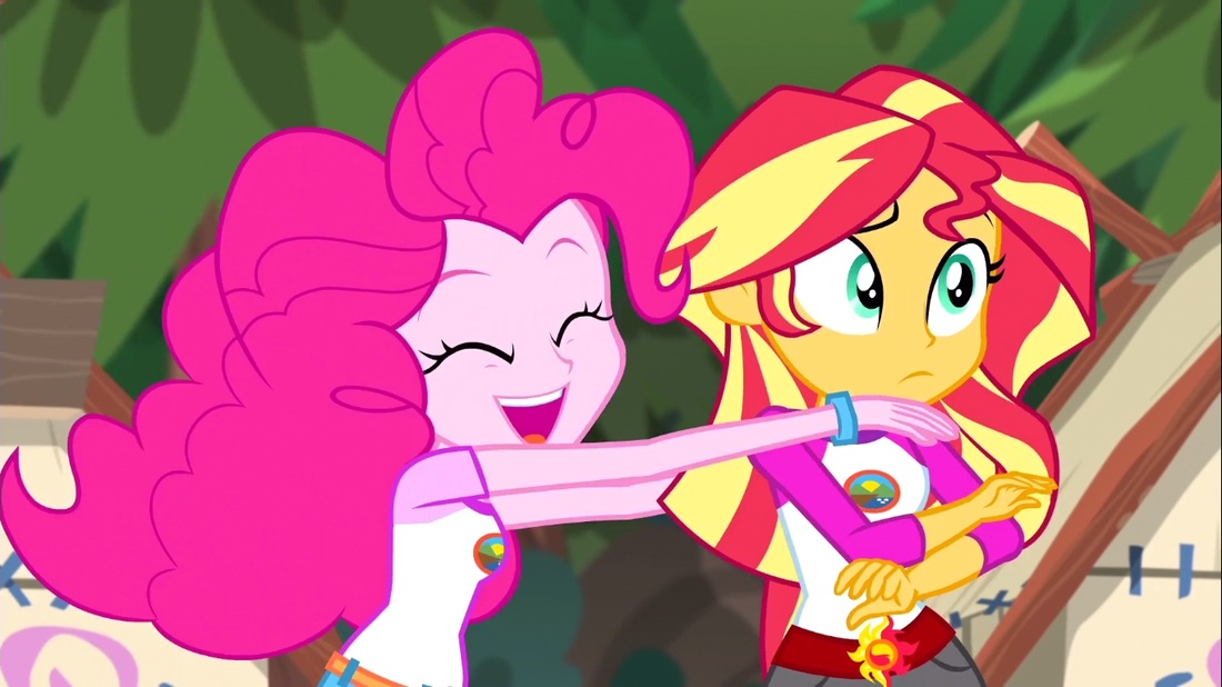 #1399463 - safe, screencap, pinkie pie, sunset shimmer, equestria girls ...