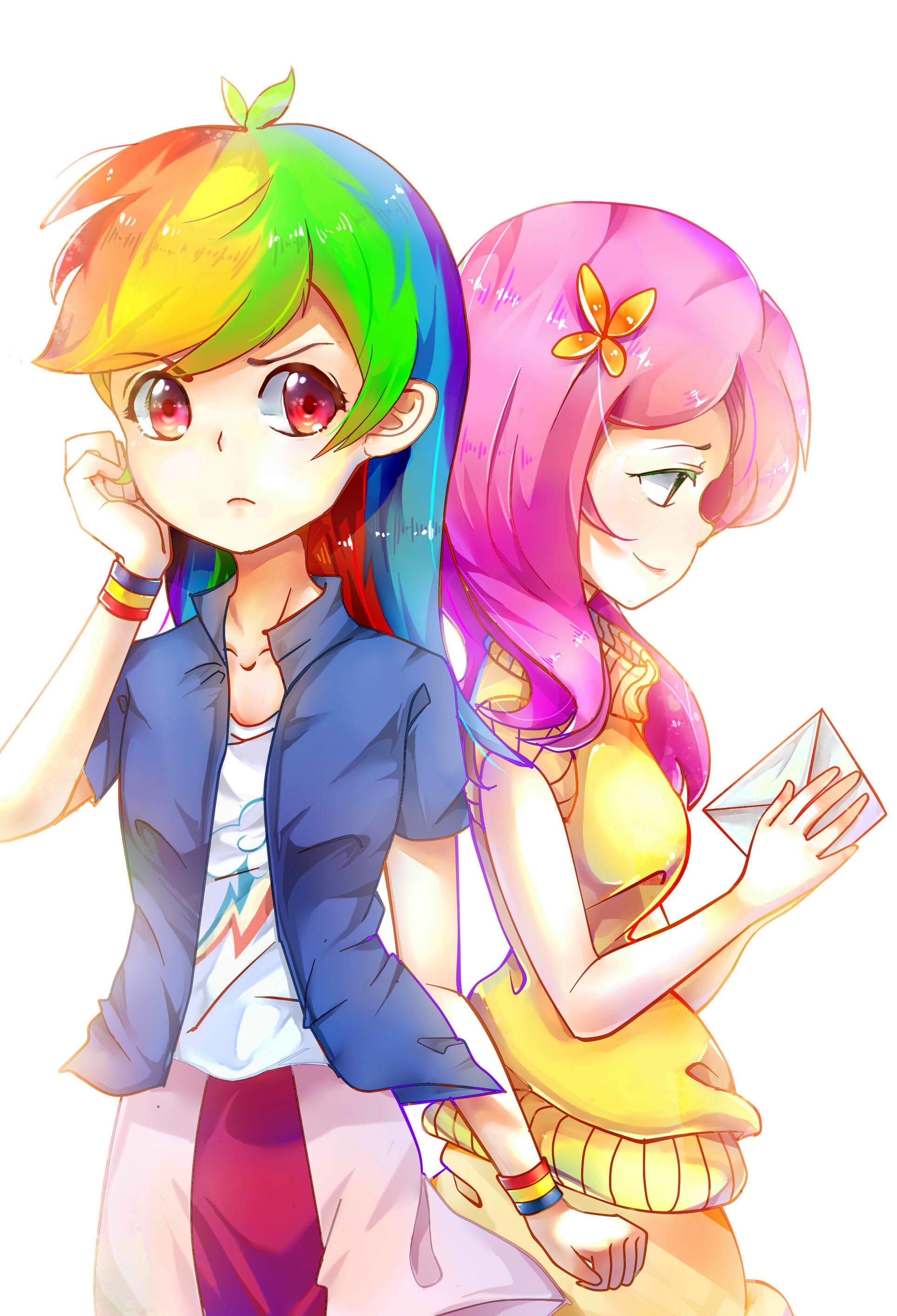 #1418217 - safe, artist:odonate fade, fluttershy, rainbow dash ...