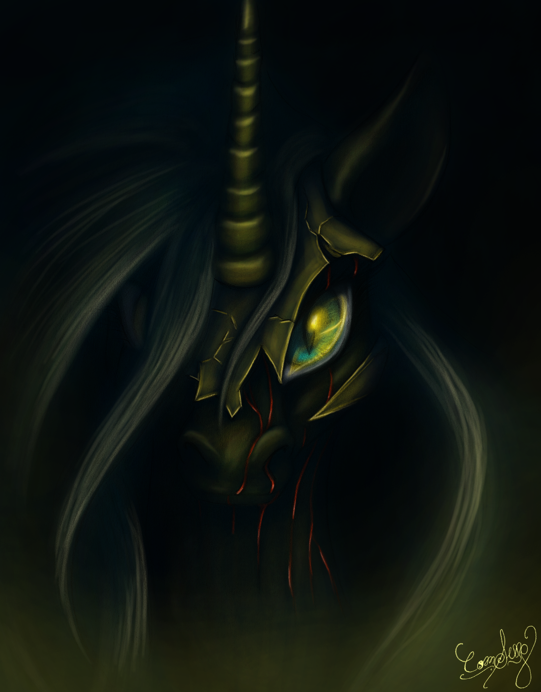 #1435390 - safe, artist:comsing8, nightmare moon, alicorn, pony, female ...