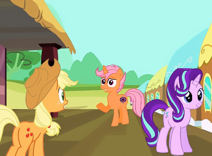 #1491061 - safe, applejack, starlight glimmer, oc, oc:dance illusions ...