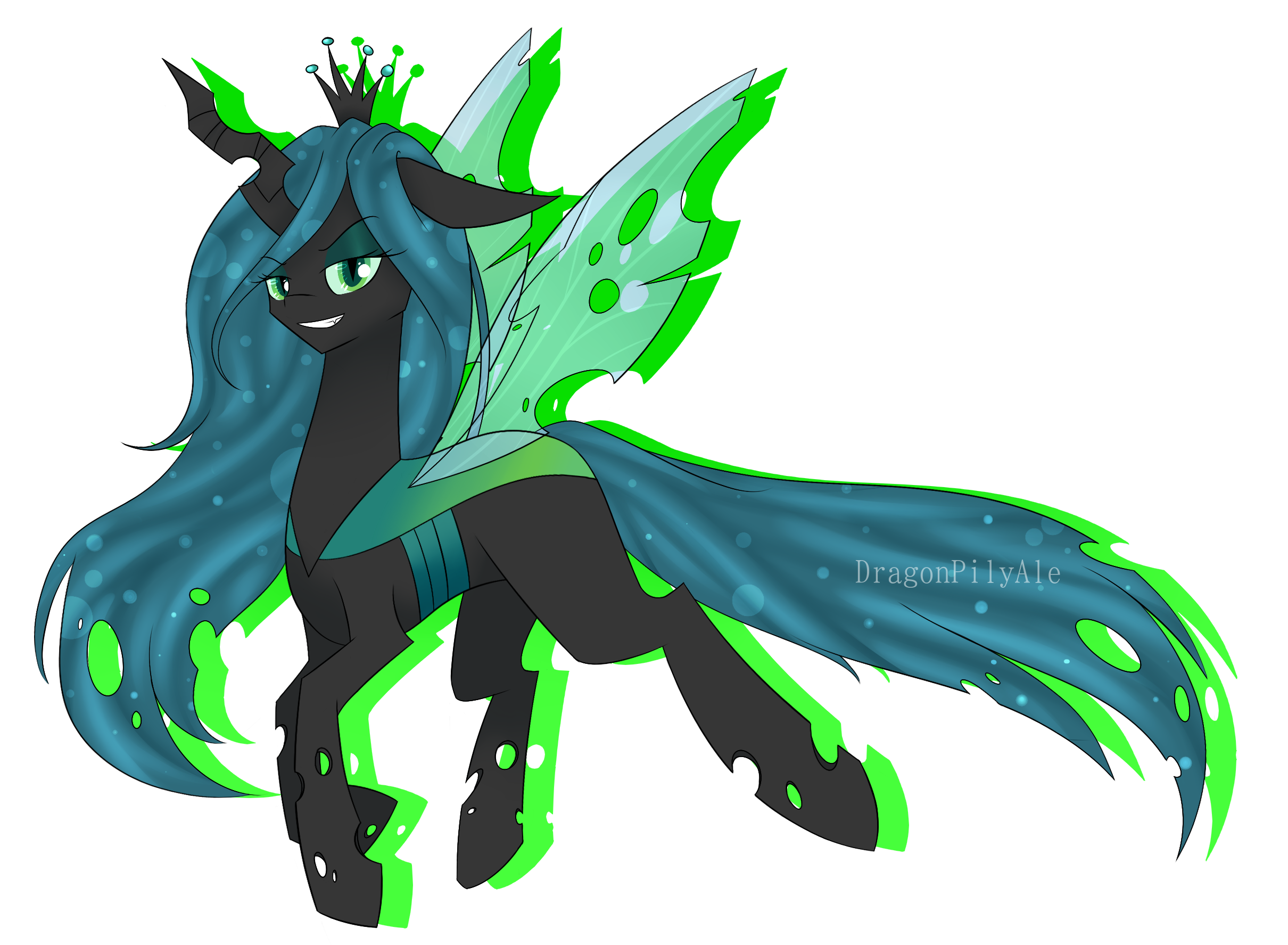 #1502251 - safe, artist:dragonpilyale, queen chrysalis, changeling ...